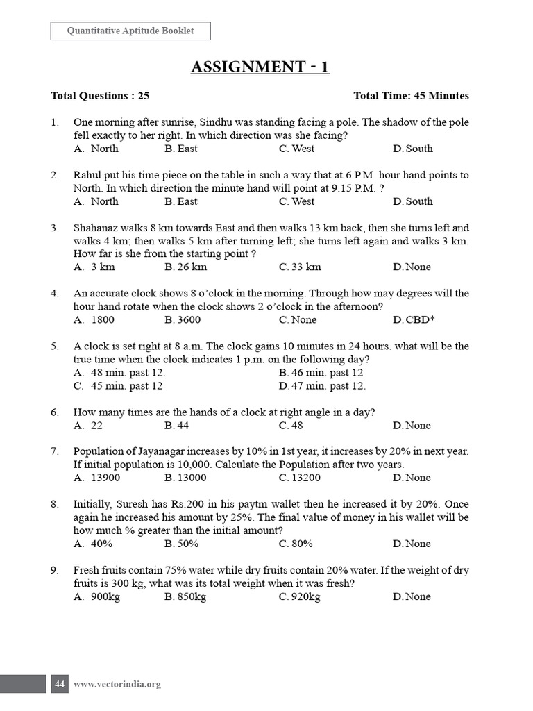 Aptitude Material Assignments | PDF | Area | Interest