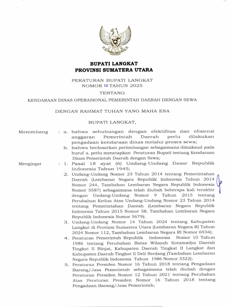 Perbup No 10 Tahun 2025 | PDF