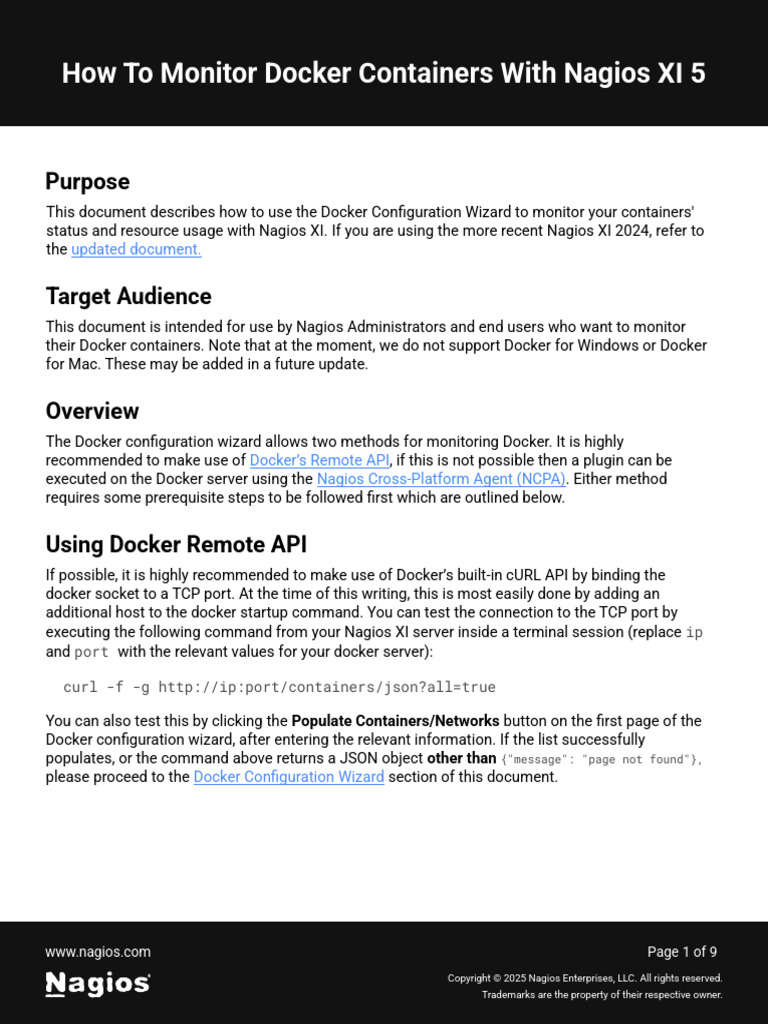 How To Monitor Docker Containers With Nagios XI | PDF | Port (Computer Networking) | Sudo