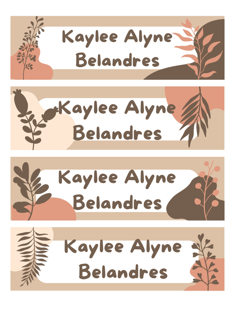 Brown Aesthetic Floral Folder Label | PDF