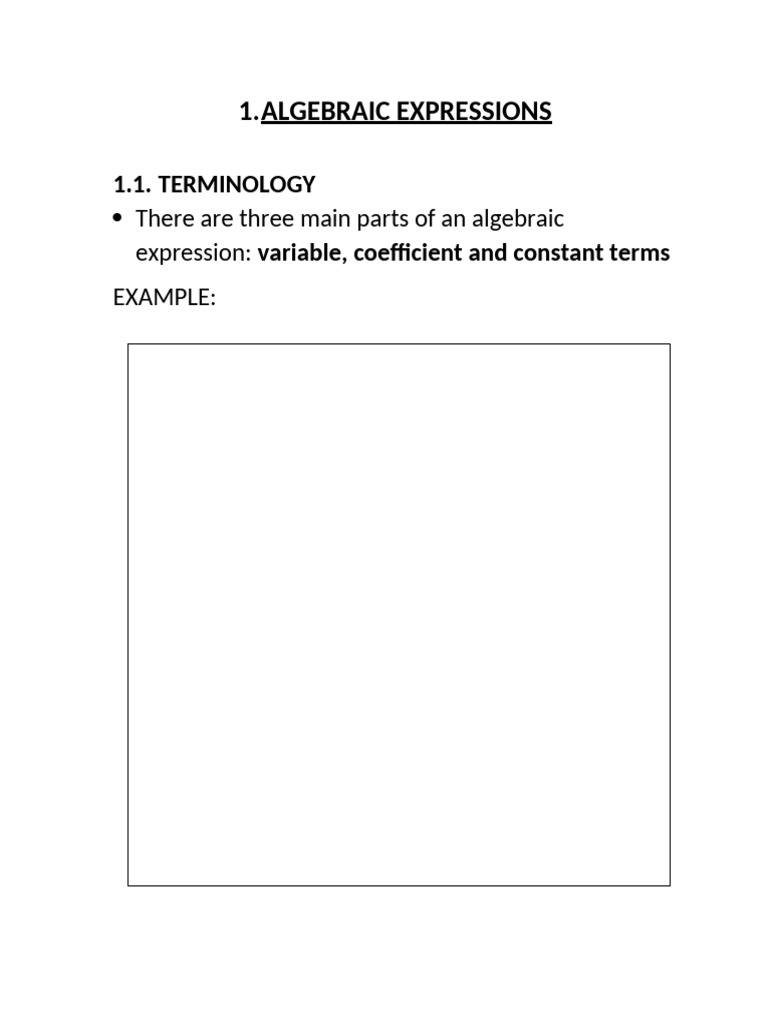 Lesson 1-Algebraic Expressions | PDF