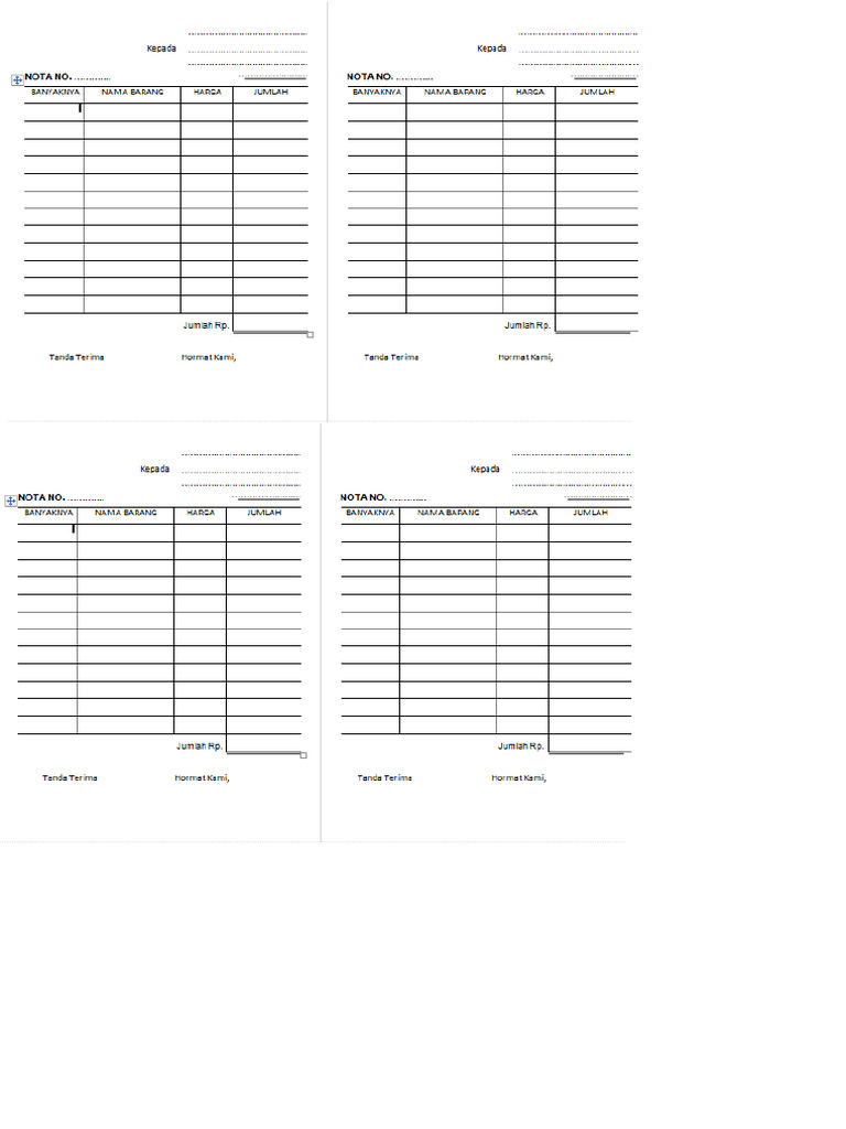 Form Nota Kosong | PDF