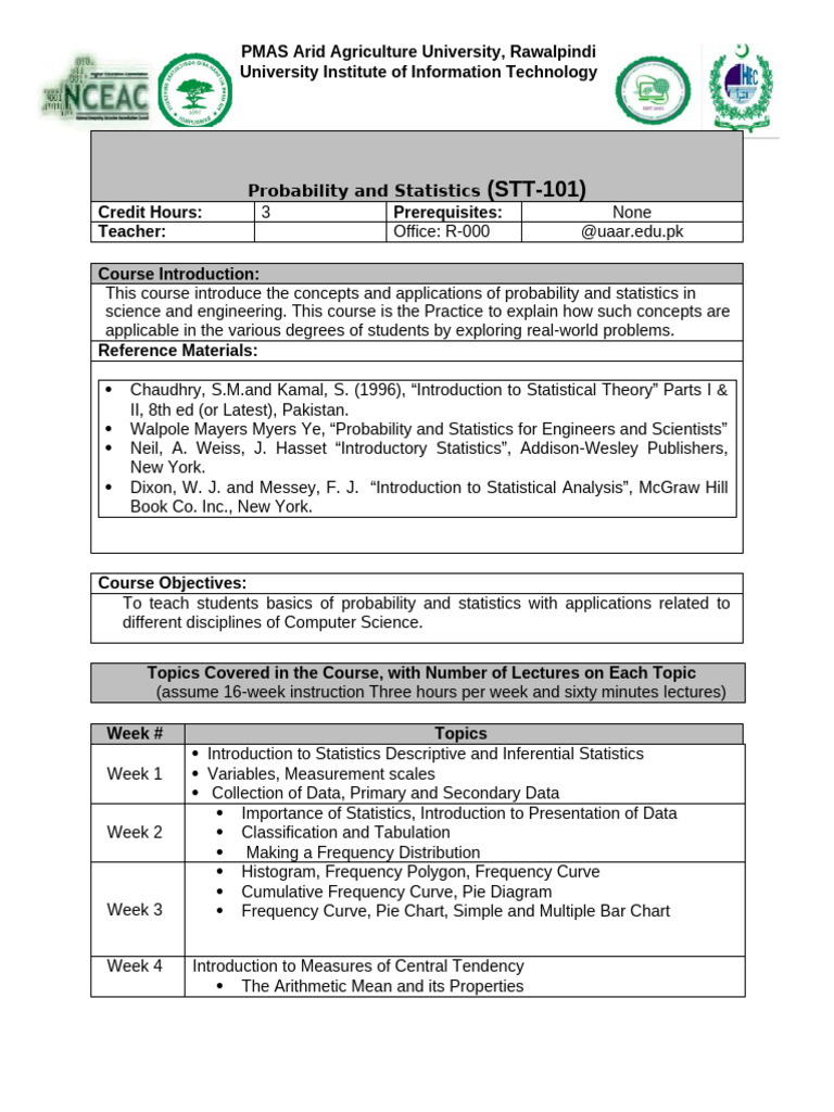 STT-101 Probability and Statistics New | PDF | Regression Analysis ...