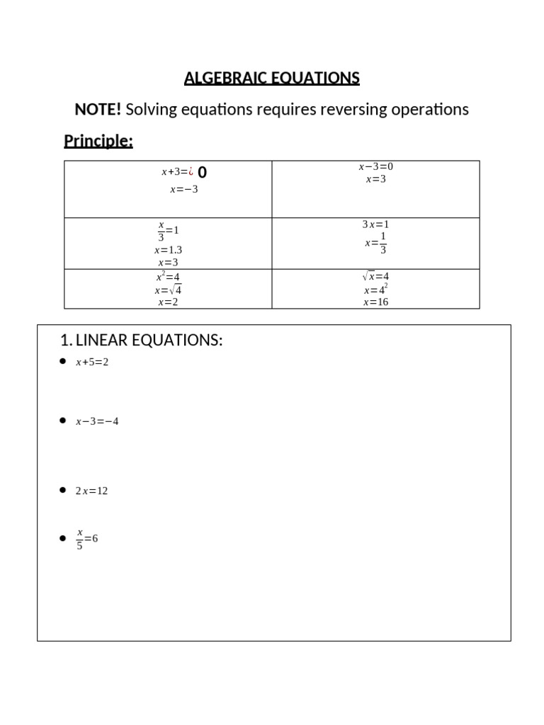 Lesson7-Algebraic Equations | PDF