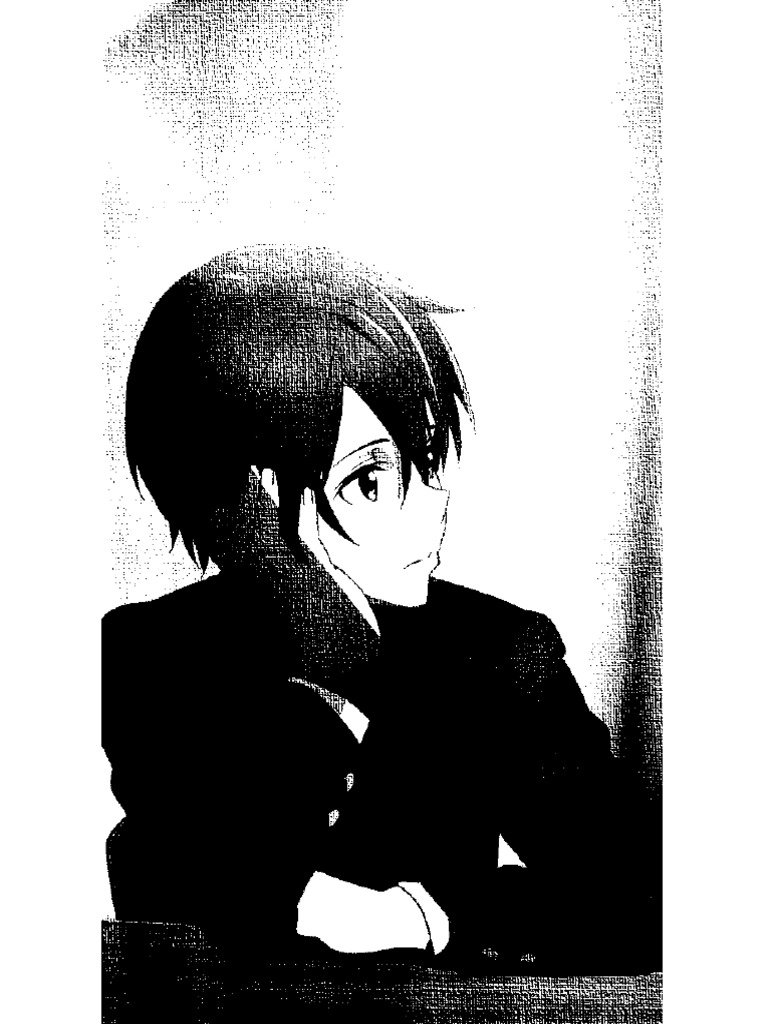 Kirito Duduk Bersandar Tangan Hitam Putih | PDF