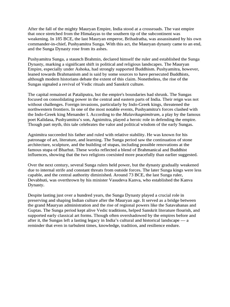 The Rise of The Sunga Dynasty - A Tale From Ancient India | PDF | Asia