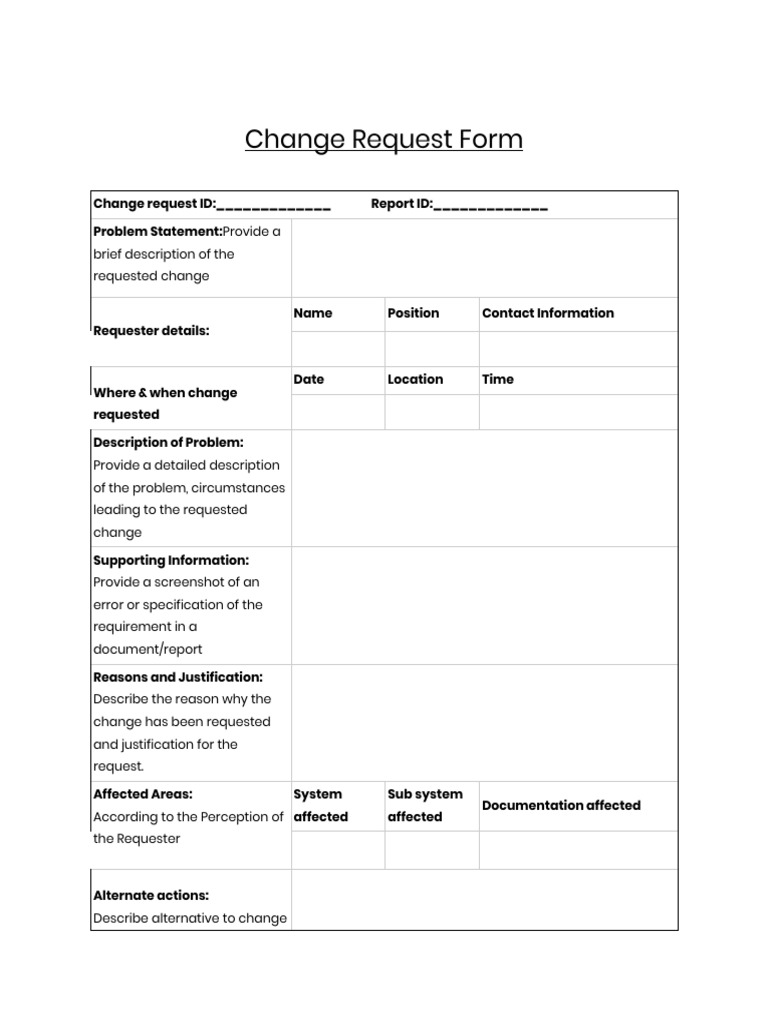 Change Request Template | PDF