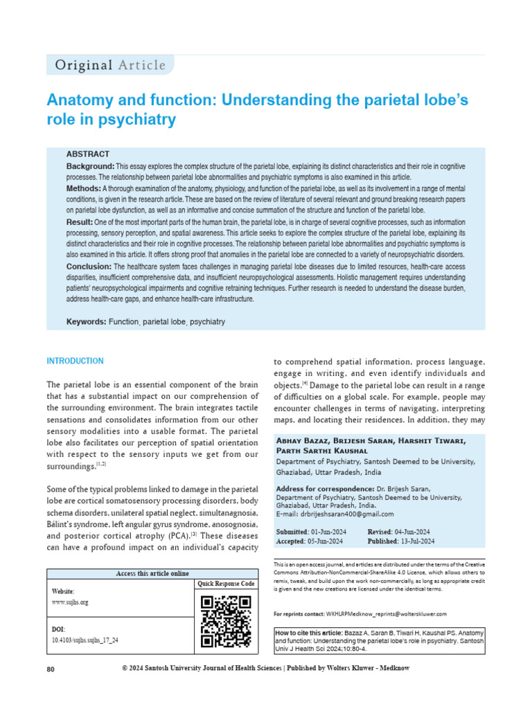 Anatomy and Function Understanding The Parietal.13 | PDF | Parietal ...