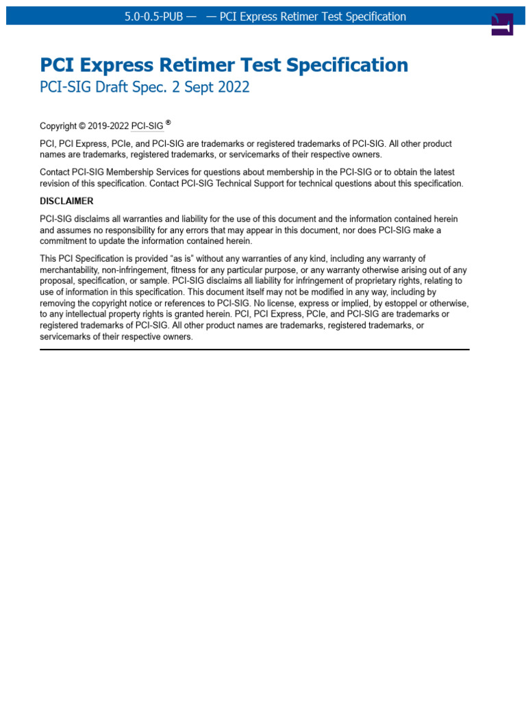 Retimer Test Spec Rev5.0 Ver0.5 Sept2 2022 | PDF | Trademark | Bit Rate