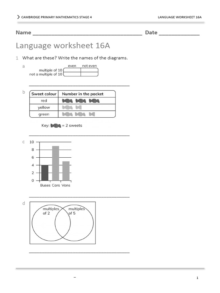 Prim Maths 4 2ed TR Lang Ws 16a | PDF