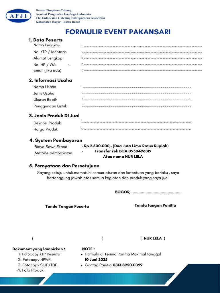 Formulir Event Pakansari 20250605 081718 0000 | PDF