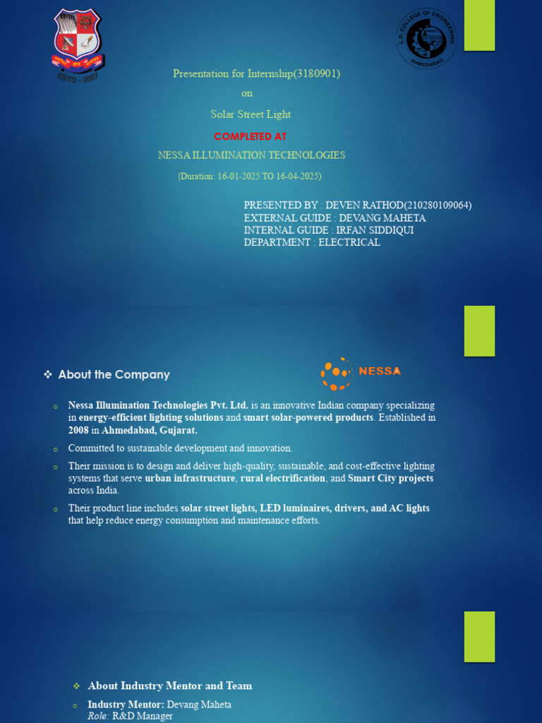 Intership Presentation. | PDF | Solar Panel | Photovoltaic System
