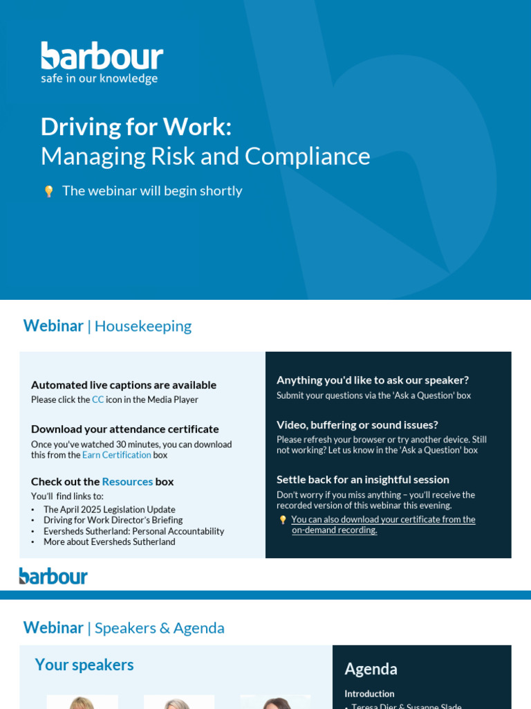 Driving For Work:: Managing Risk and Compliance | PDF | Occupational ...