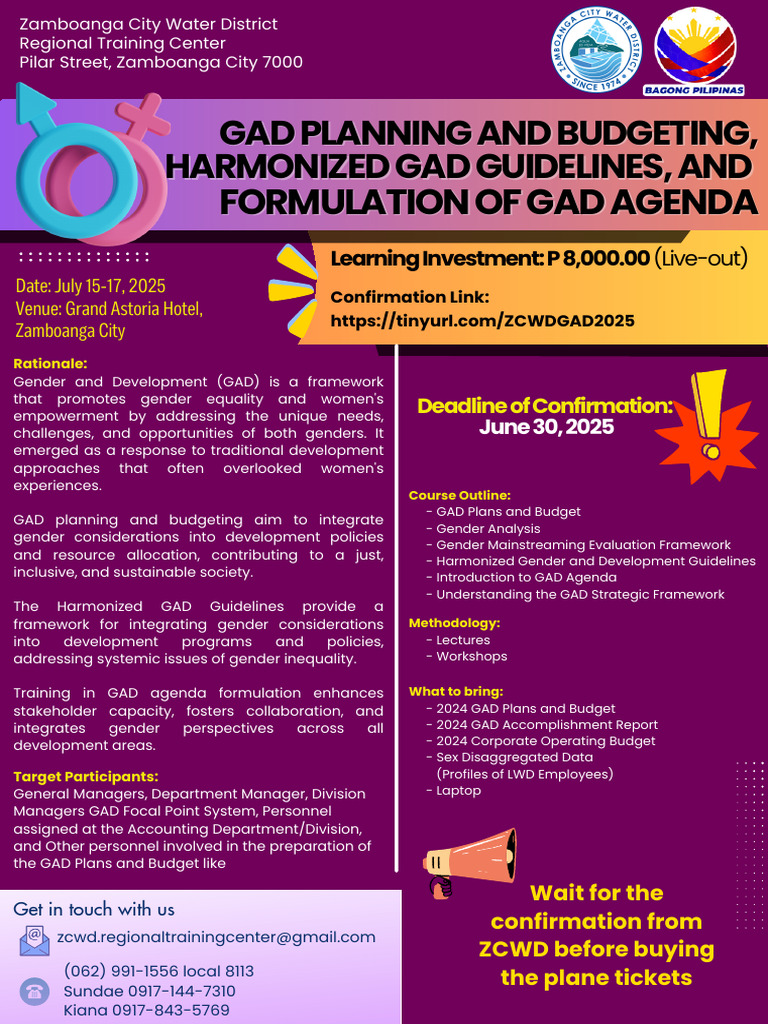 Revised Schedule GAD Training | PDF | Gender And Development | Gender