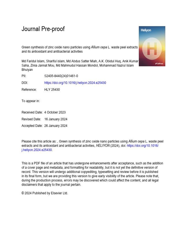 02 2024. Pre Print Journal - Heliyon | PDF