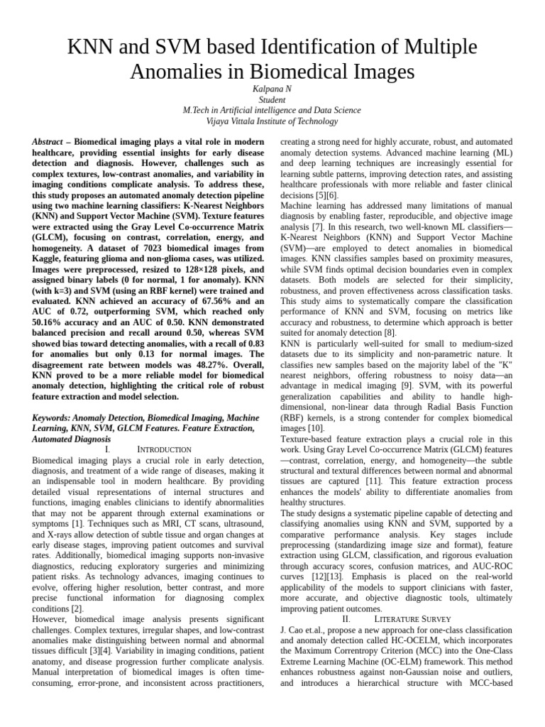 Knn And Svm Anamoly Detection Pdf Support Vector Machine Machine Learning
