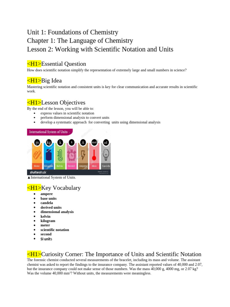Unit Conversion and Scientific Notation | PDF | International System Of ...