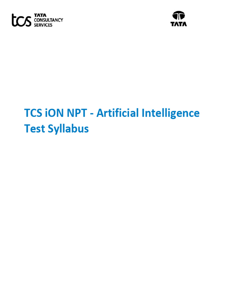 TCS ION NPT - Artificial Intelligence Syllabus | PDF | Machine Learning | Artificial Intelligence