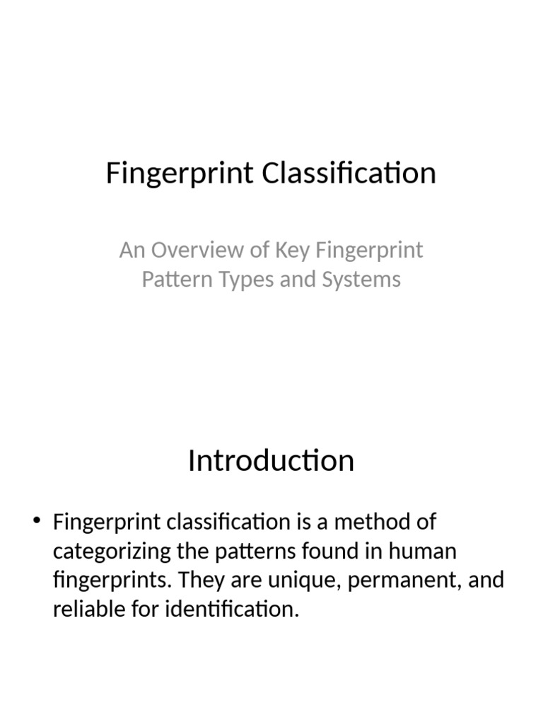Fingerprint Classification Presentation | PDF