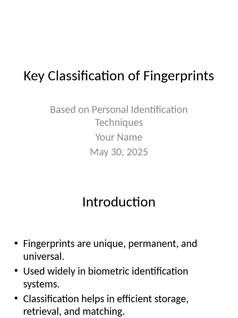 Fingerprint Classification Presentation | PDF