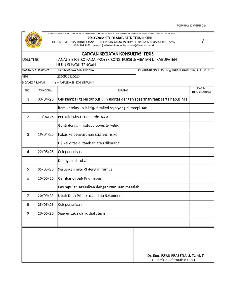 Form Konsultasi Dospem Erdinnadya M | PDF