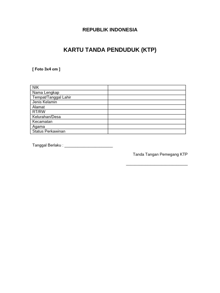 Template KTP Kosong | PDF