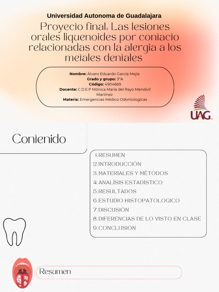 Avance Proyecto Final Garcia Mejia 3a | PDF | Alergia | Odontología