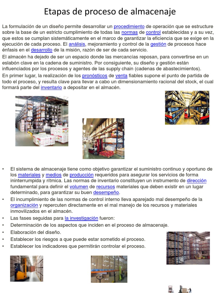 etapas de proceso de almacenaje | Almacén | Logística | Prueba gratuita ...
