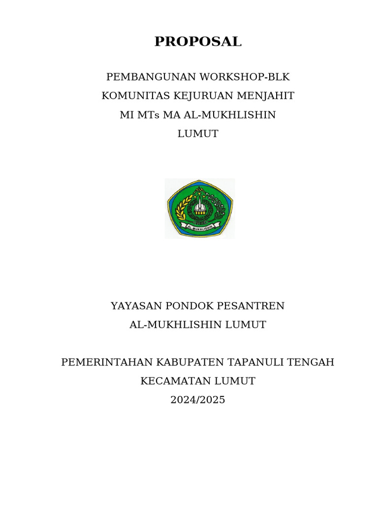 Proposal BLKK Menjahit KOMPUTER | PDF