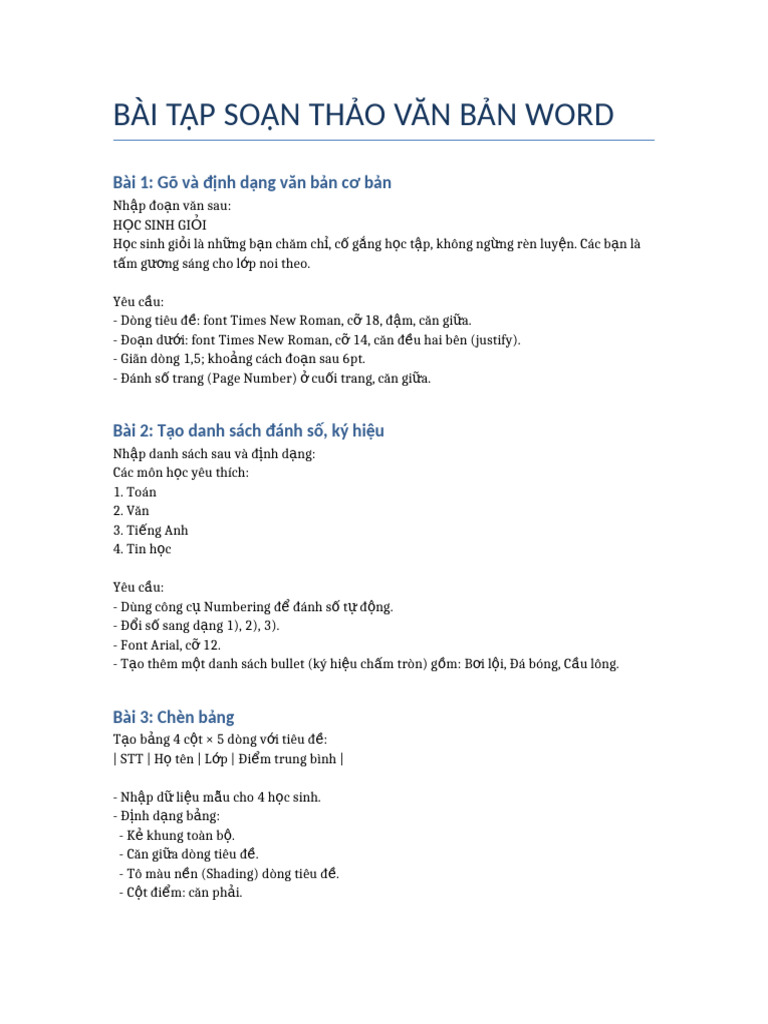 Bai Tap Soan Thao Word | PDF