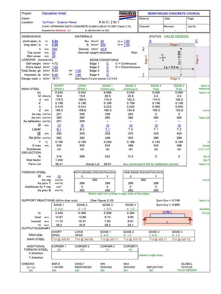 Structural Calculations For A Slab | PDF | Building Engineering | Building