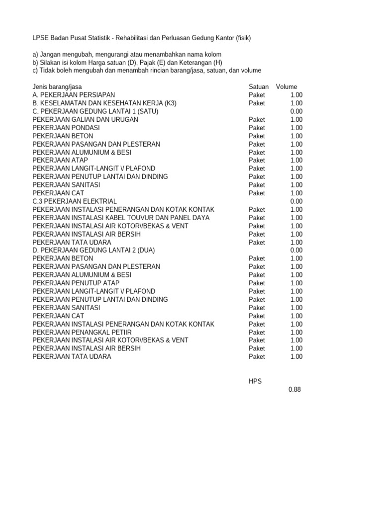 Rencana Rehabilitasi Gedung BPS 2024 | PDF