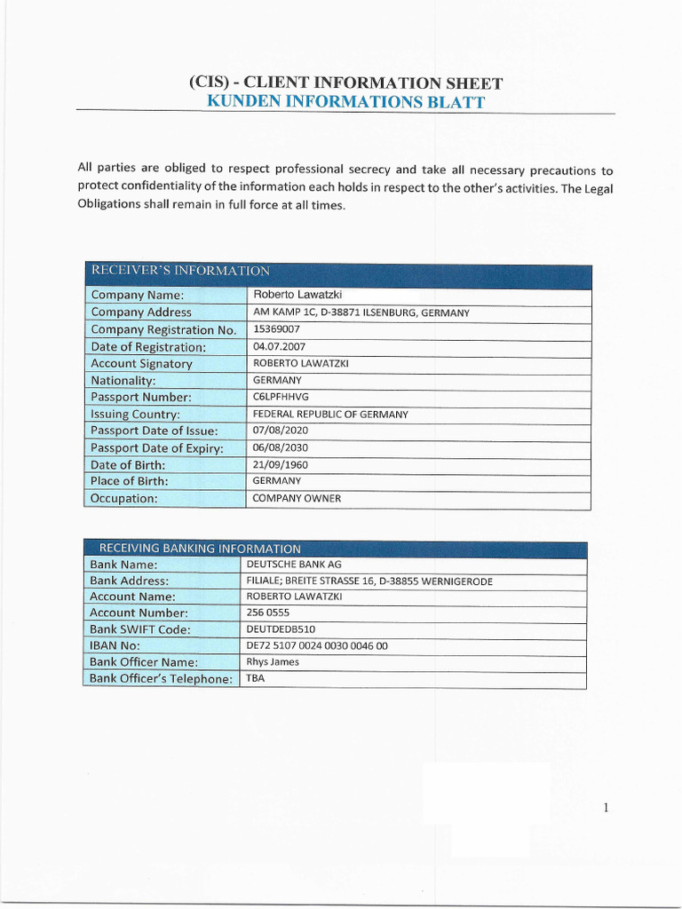 Deutsche Bank Germany Receiver Cis | PDF