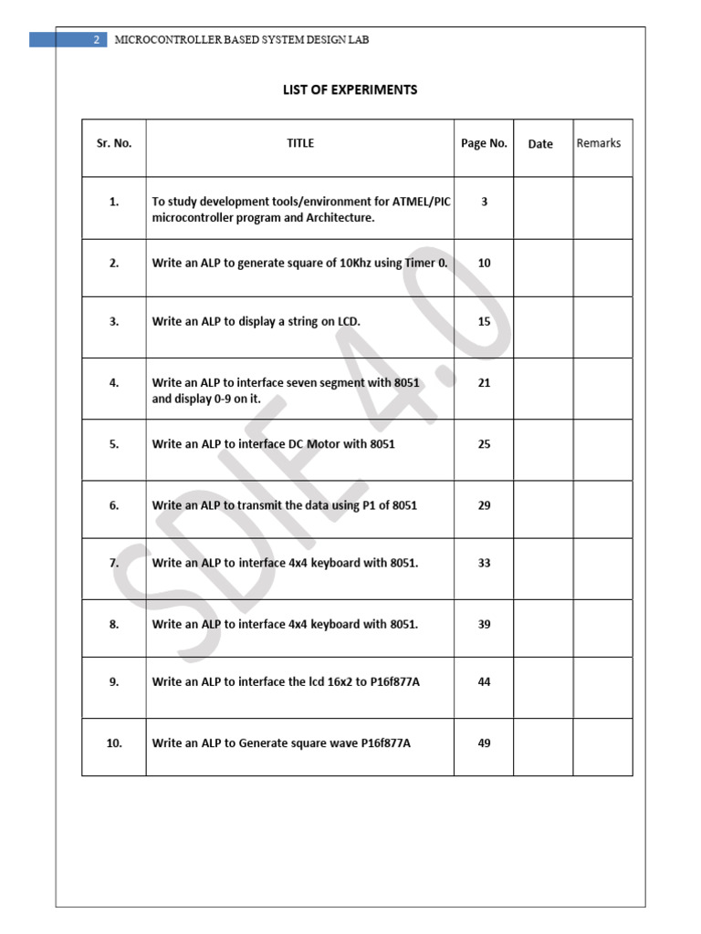 Microcontroller Lab Experiment Guide | PDF | Microcontroller ...
