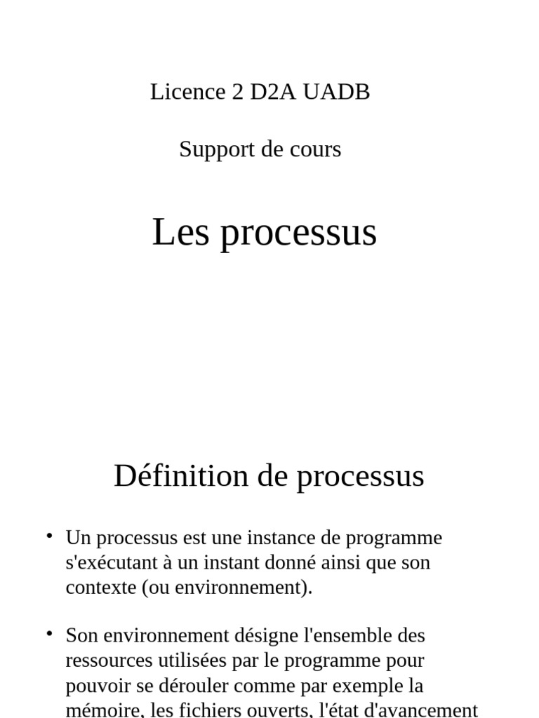 Support de Cours Processus 2024 | PDF | Processus (informatique ...