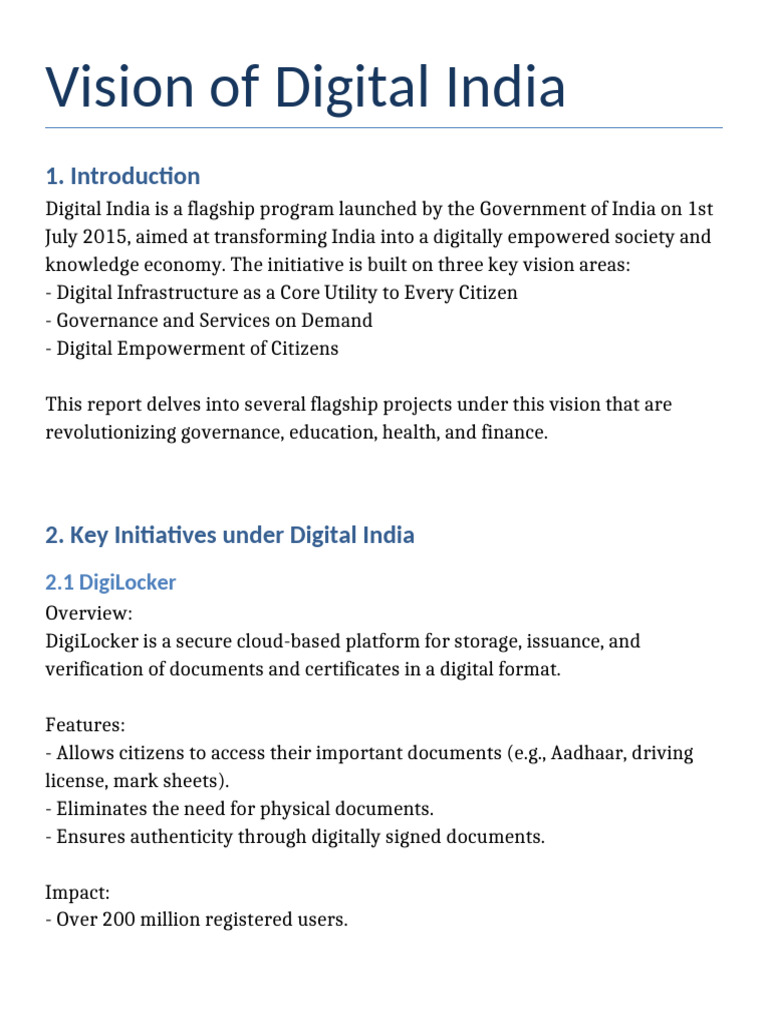 Vision of Digital India Report | PDF