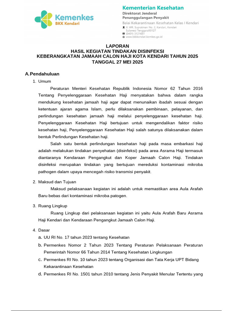 Laporan Disinfeksi 270525 | PDF