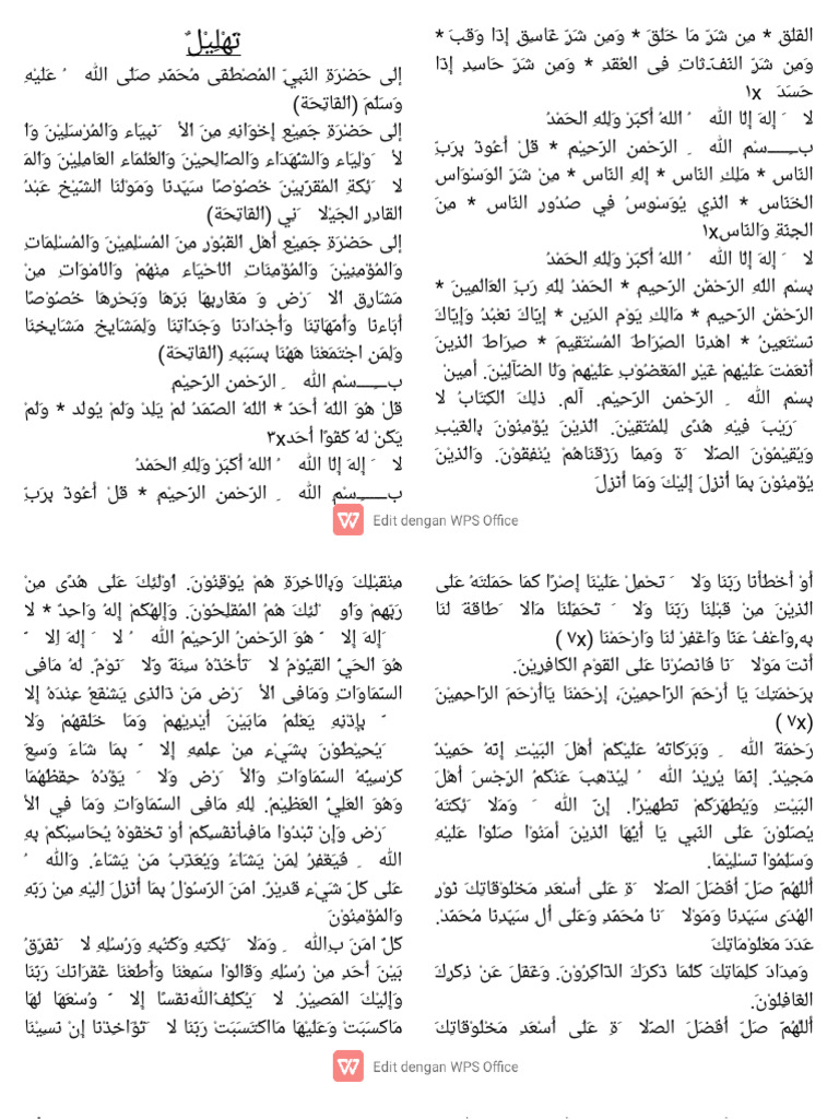 Tahlil Dan Doa Fix | PDF