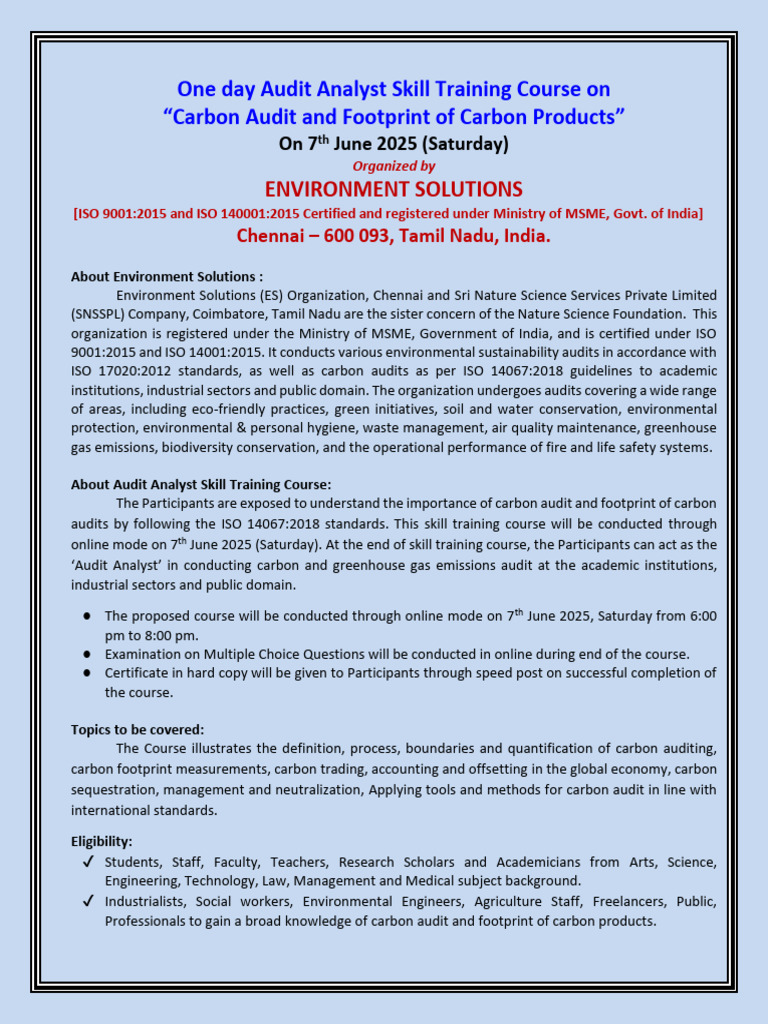 Brochure For Audit Analyst Training Course by ES | PDF | Audit ...