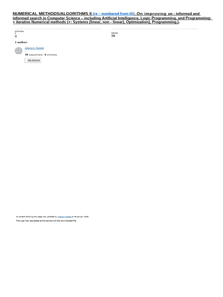 Numerical Methods Algorithms Iii And Other Papers Revision Version 7 04 June 2025 Pdf