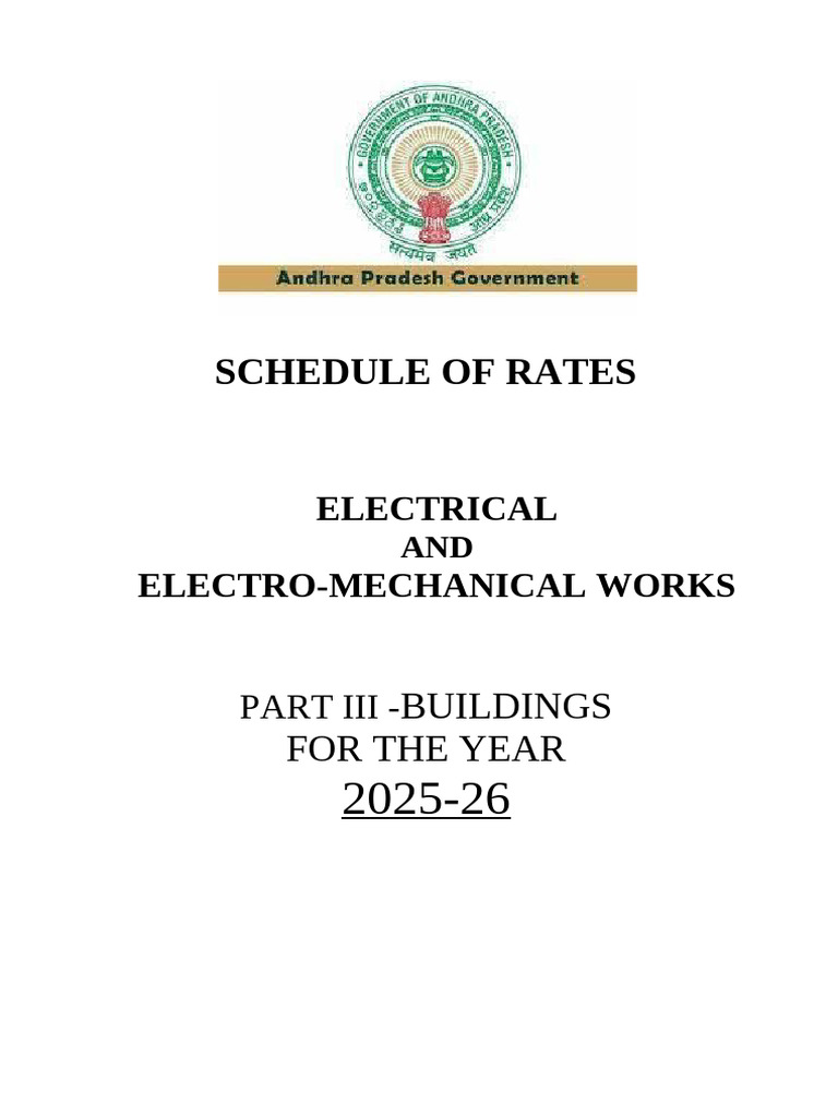 Electrical SOR 2025-26 for Buildings | PDF | Street Light | Pipe (Fluid ...