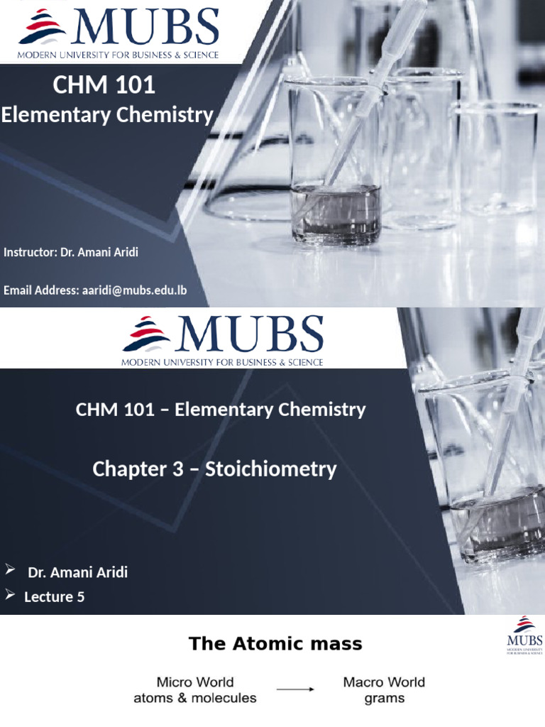 Lecture 5 - Chapter 3 - Stoichiometry | PDF | Mole (Unit) | Chemistry