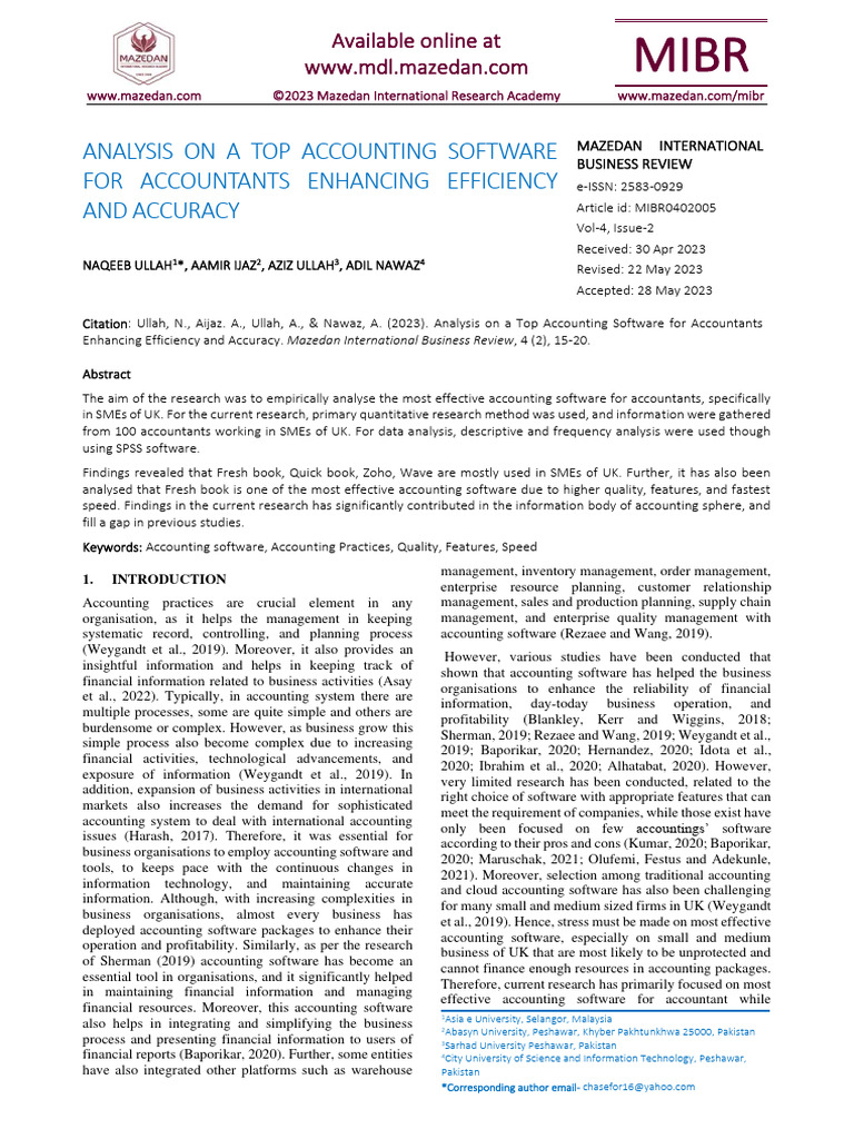 Analysis On A Top Accounting Software Fo-1 | PDF | Accounting ...