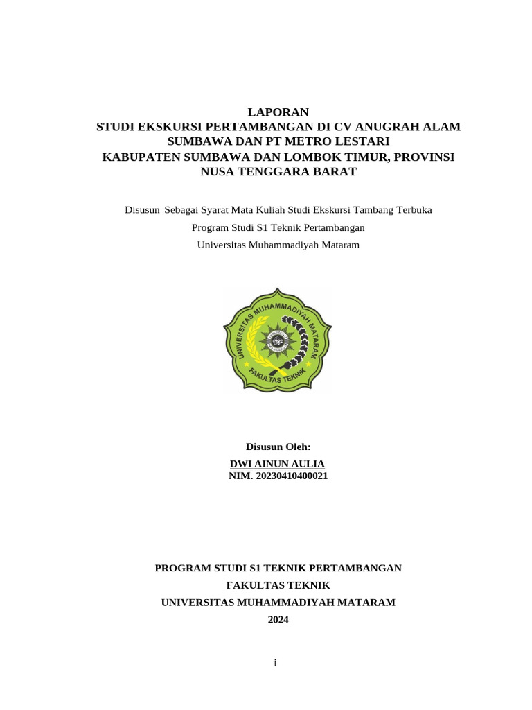 Laporan Ekskursi Dwi Ainun Aulia | PDF
