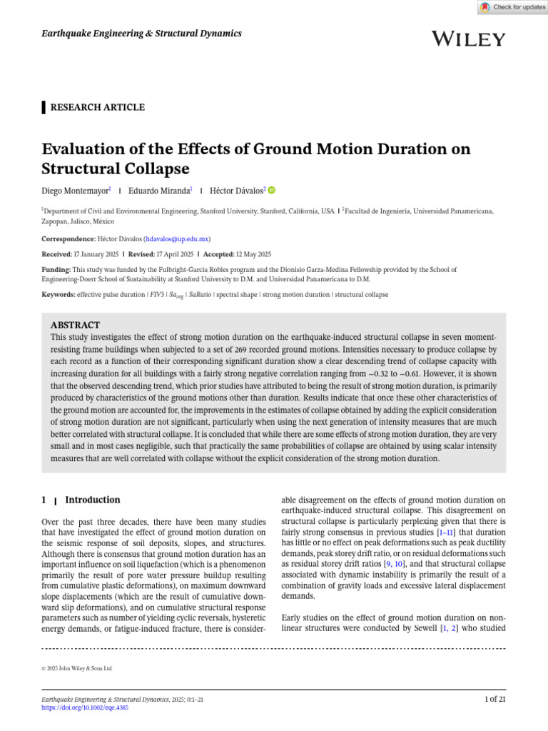Montemayor 等 - 2025 - Evaluation of the Effects of Ground Motion Duration on Structural Collapse ...