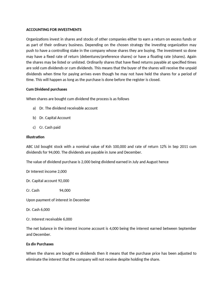 Investment Accounting Strategies Explained | PDF | Dividend | Interest