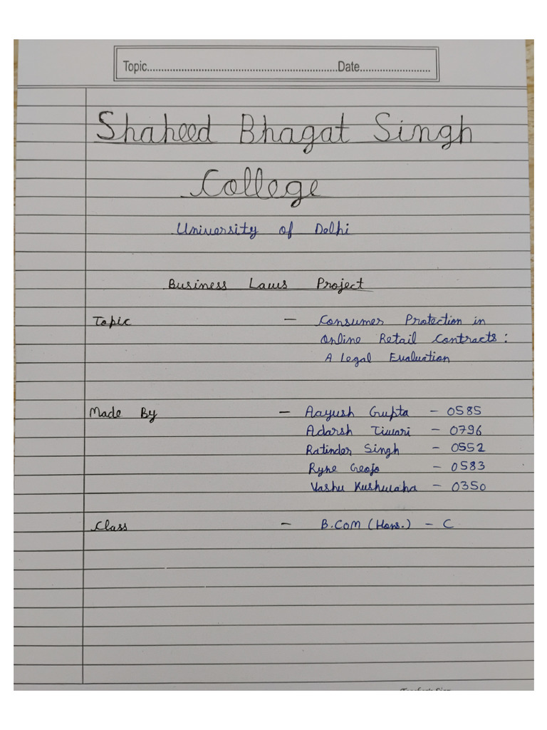 Business Laws Project Report File | PDF