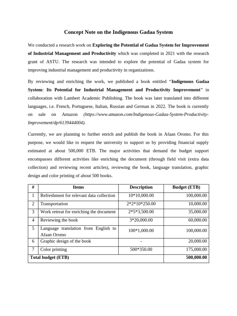 Concept Note On Indigenous Gadaa System Edited | PDF