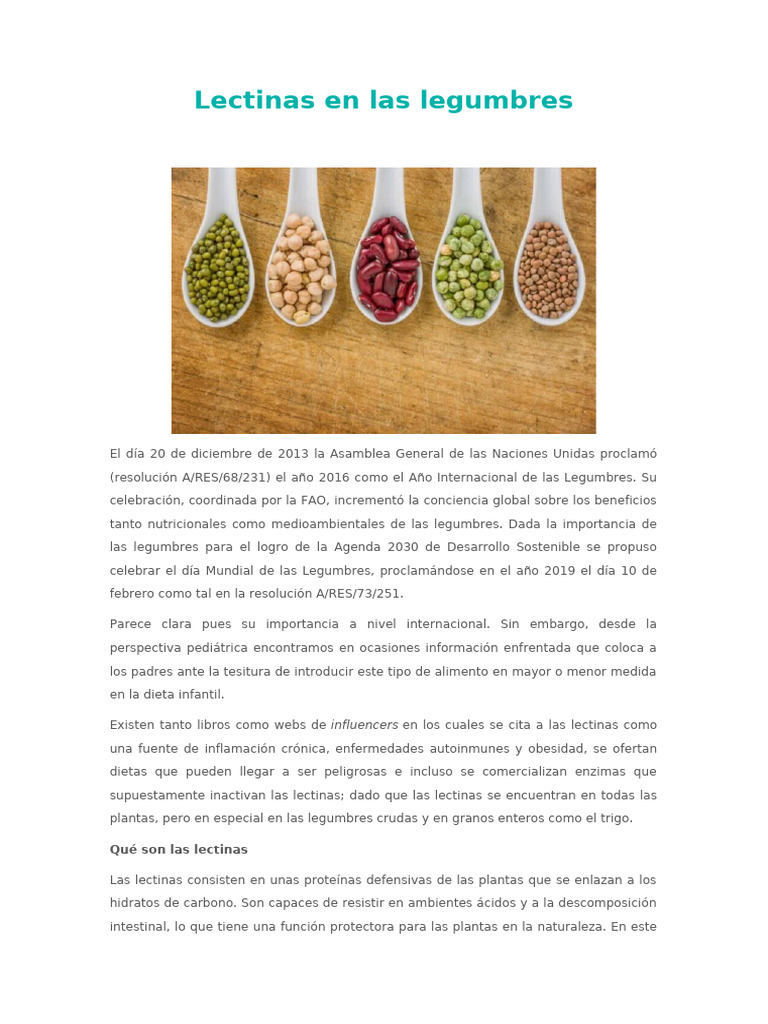 Lectinas en Las Legumbres | PDF | Legumbre | Dieta