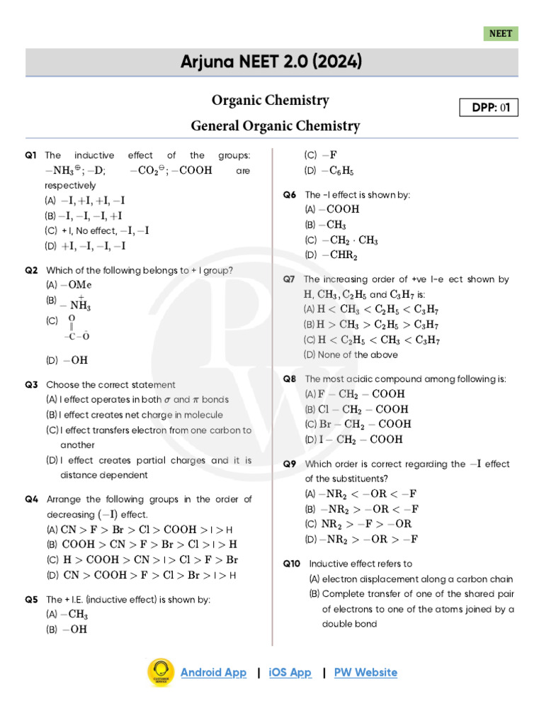 General Organic Chemistry - DPP-01 (Of Lec 04) - Arjuna NEET 2.0 2024 | PDF | Materials Science ...